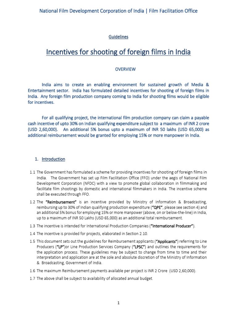 Final Incentives Guidelines For Foreign Film Shooting Sent by NFDC | PDF | Audit | Expense