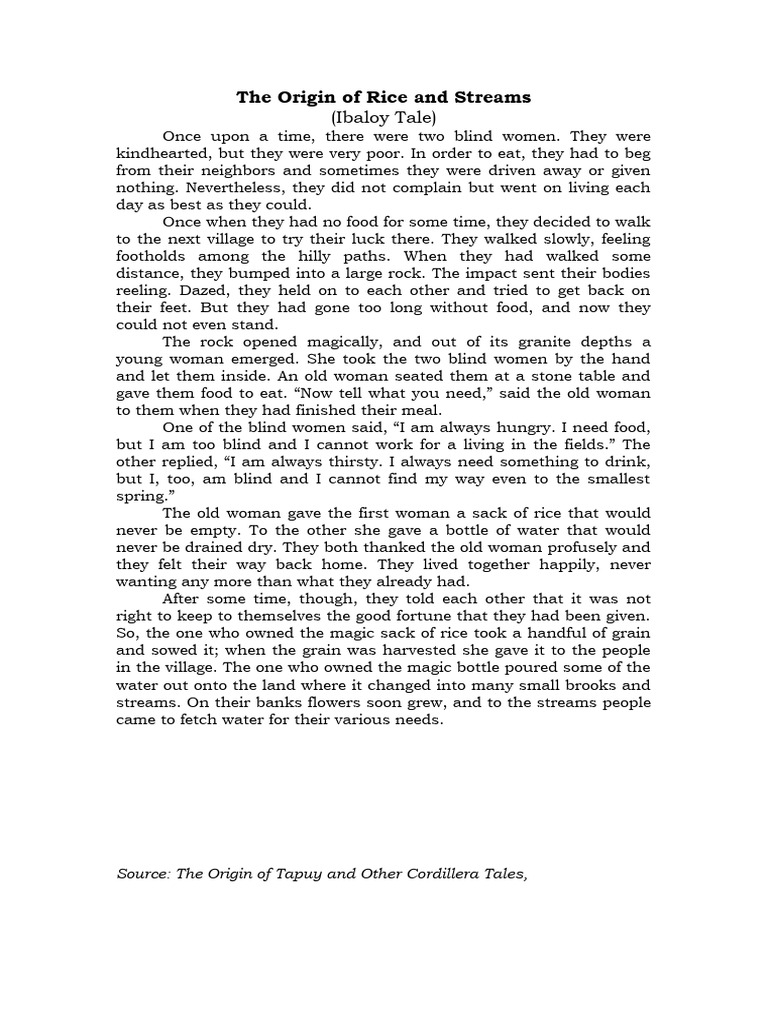 The Ibaloy Tale of Rice and Streams | PDF | Religion & Spirituality ...