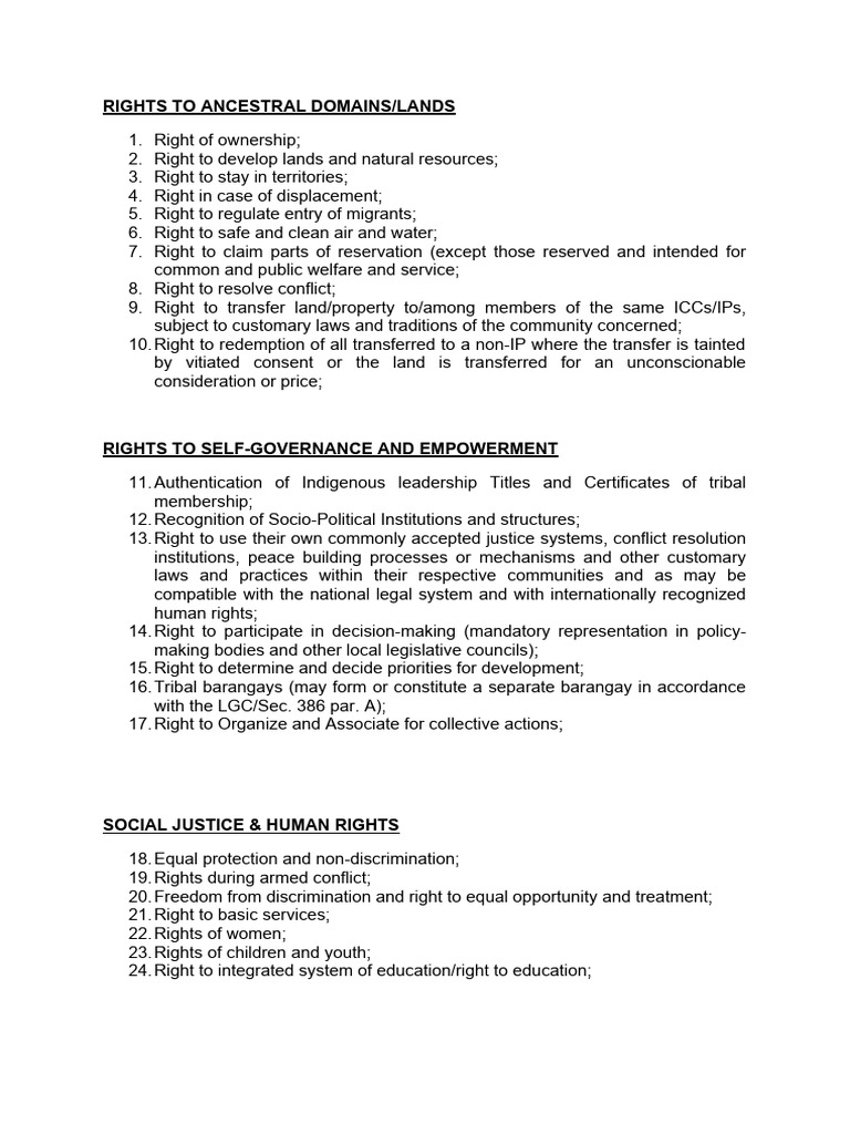 4 Bundle of Rights - 36 Rights | PDF | Indigenous Peoples | Rights