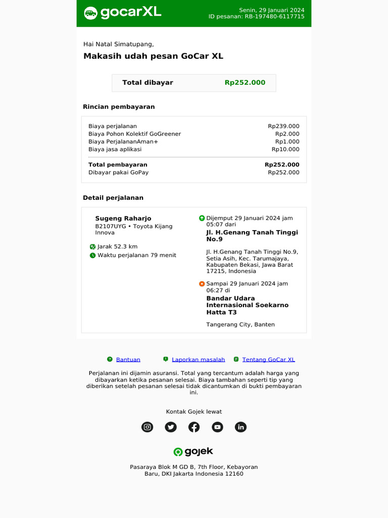 Nota Gojek 29 Jan | PDF