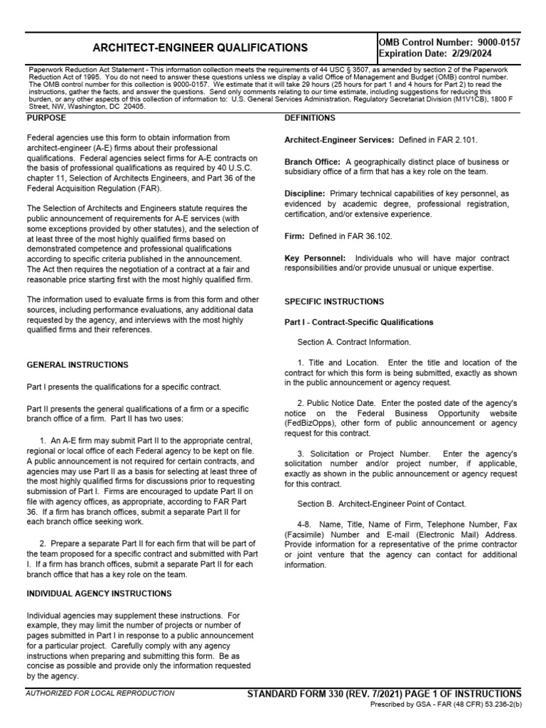 SF330-21 new version | PDF | Office Of Management And Budget ...