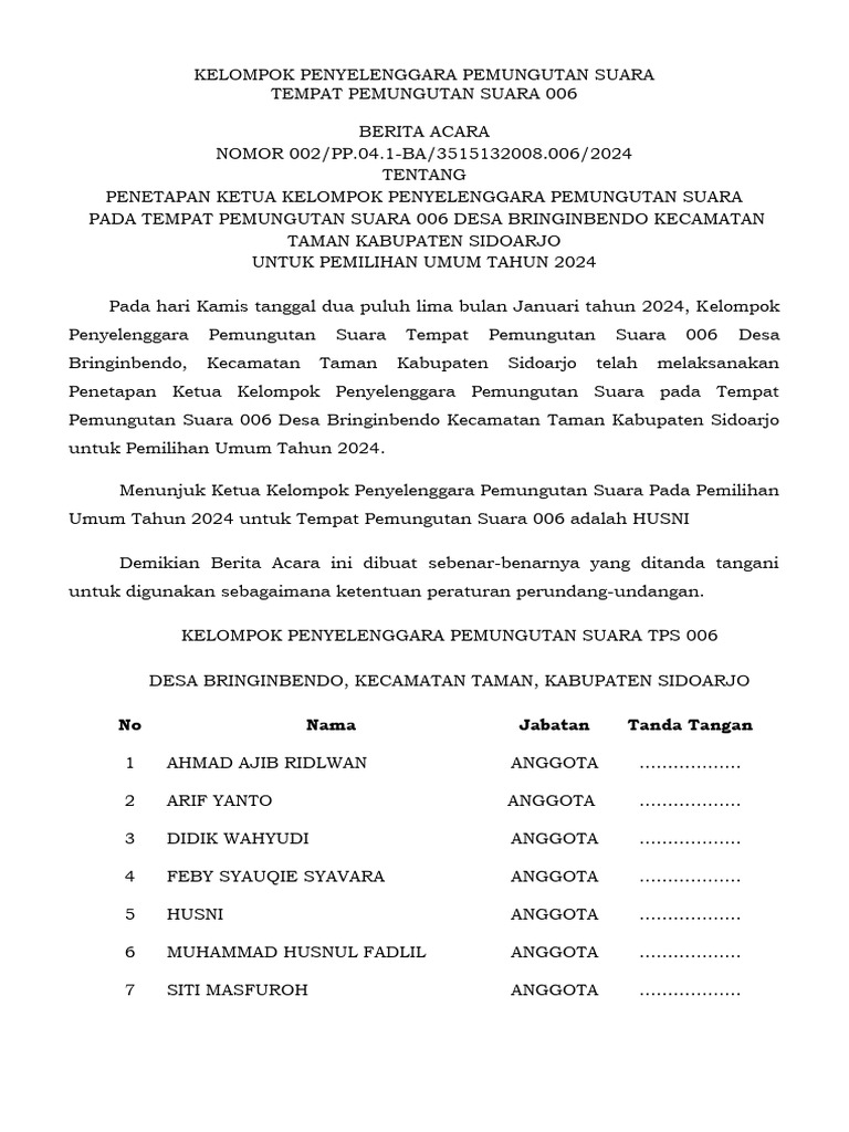 Print A4 Ba KPPS Ketua KPPS | PDF