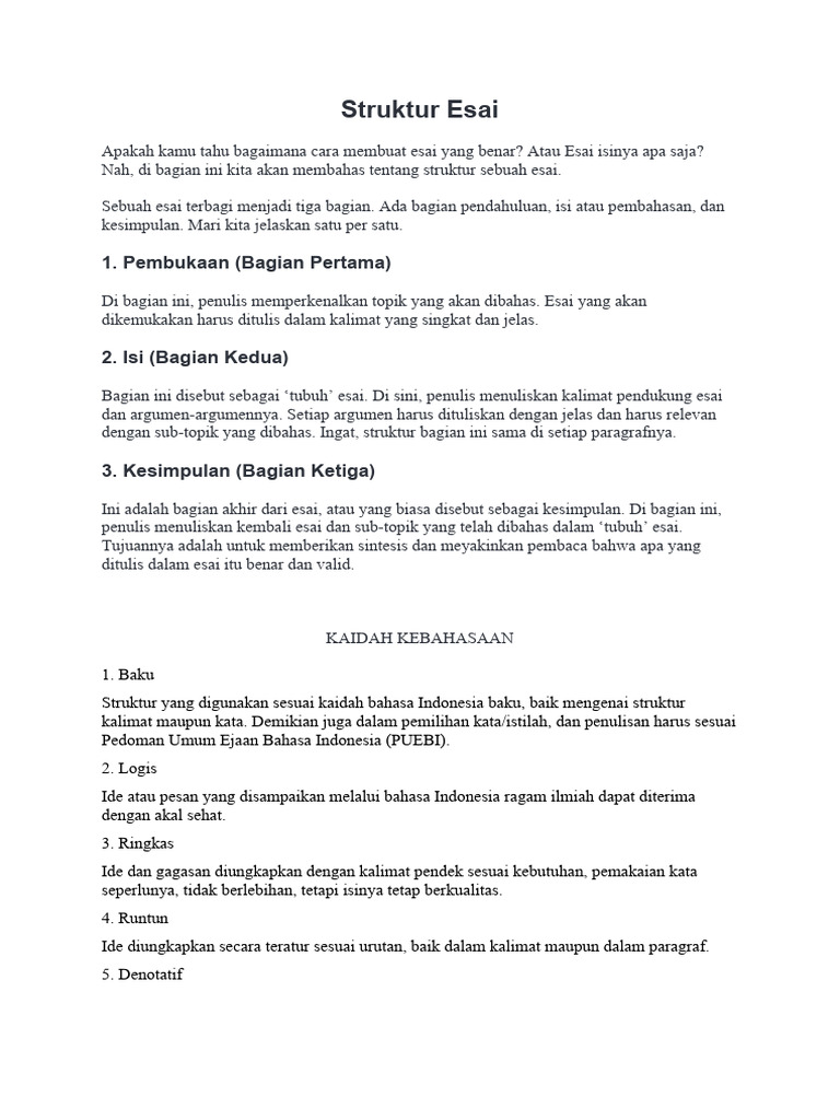Struktur dan Contoh Esai Akademik | PDF | Seni & Disiplin Bahasa