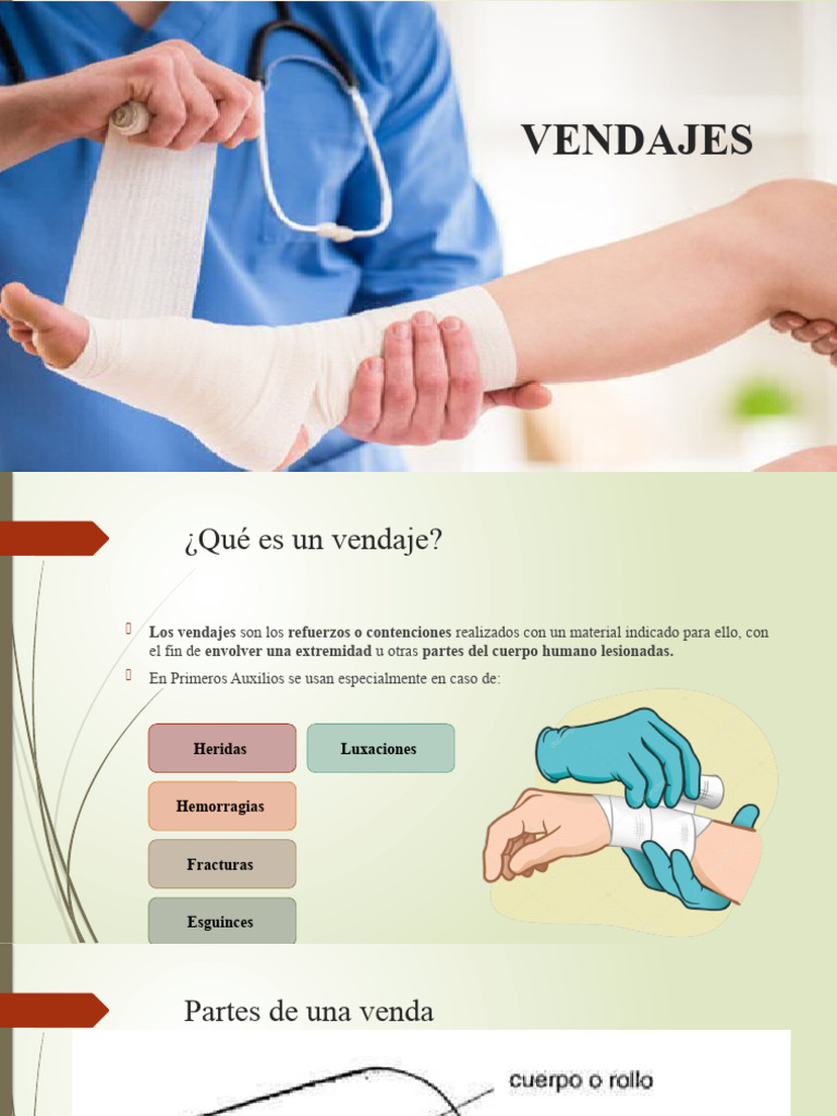 Guía de Vendajes en Primeros Auxilios | PDF | Primeros auxilios
