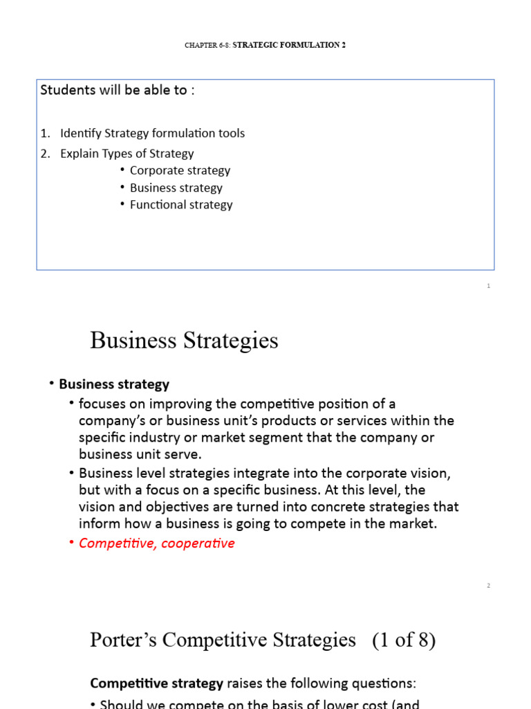 Strategic Formulation & Porter Strategies | PDF | Strategic Management ...