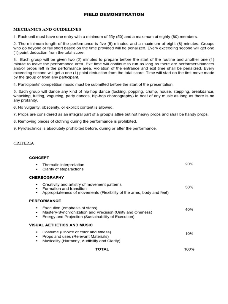 FIELD DEMONSTRATION | PDF | Dances | Entertainment