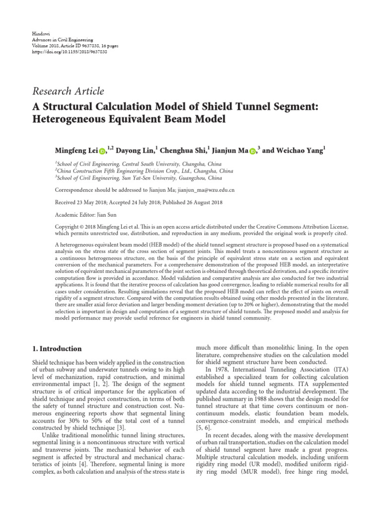 A Structural Calculation Model of Shield Tunnel Se | PDF | Bending | Stress (Mechanics)