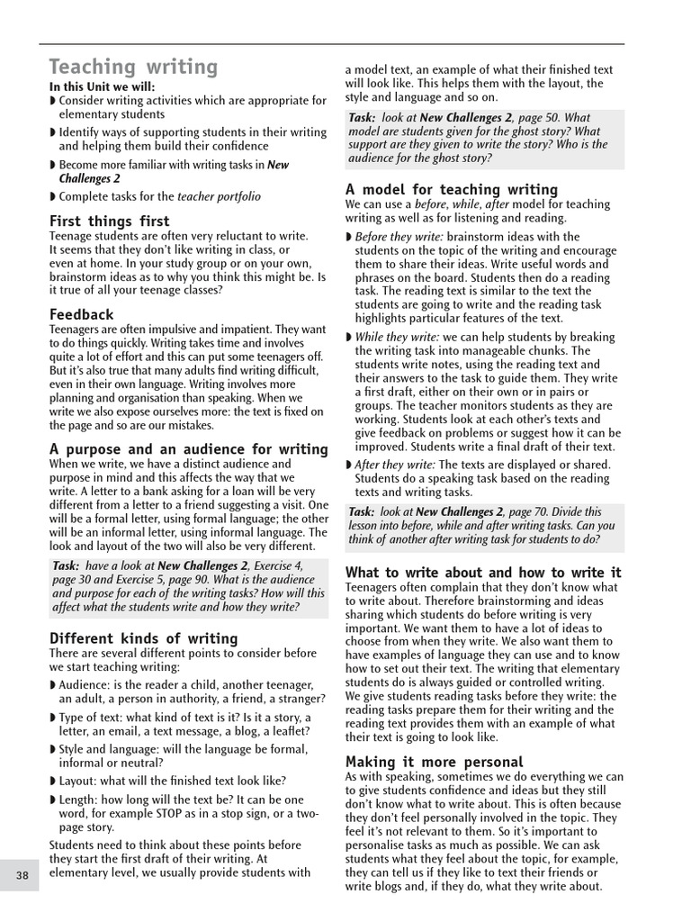 CHAL 02 Teaching Writing | PDF | Adolescence | Page Layout