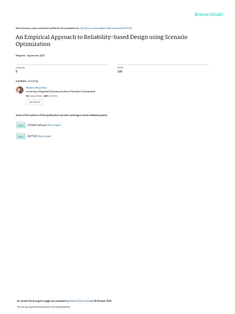 An Empirical Approach To Reliability-Based Design Using Scenario Optimization | PDF