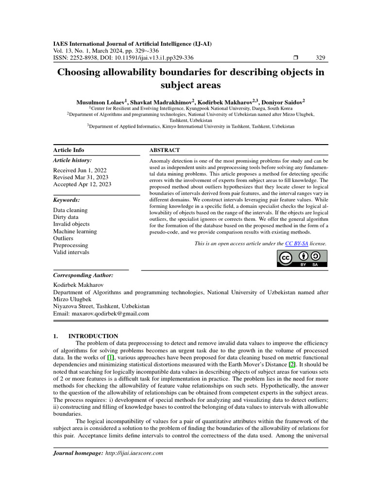 Choosing Allowability Boundaries For Describing Objects in Subject Areas | PDF | Cluster ...