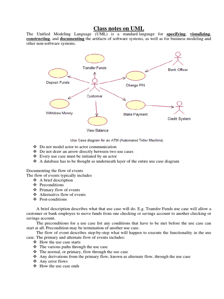 UML Class Note | PDF | Class (Computer Programming) | Use Case