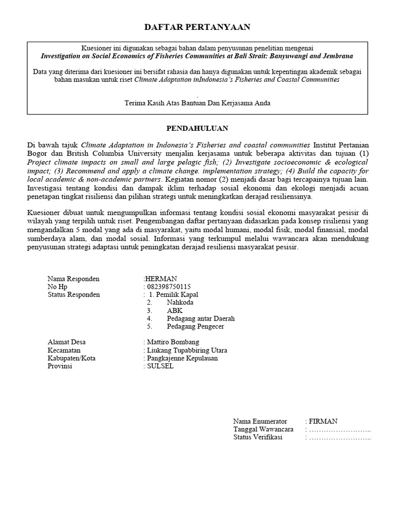 Kuesioner Ernawati | PDF