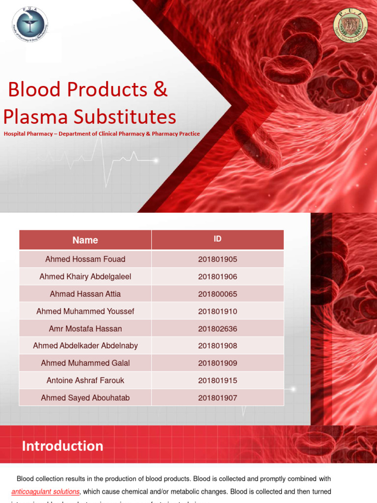 Blood Products & Plasma Substitutes | PDF | Blood Transfusion | Platelet