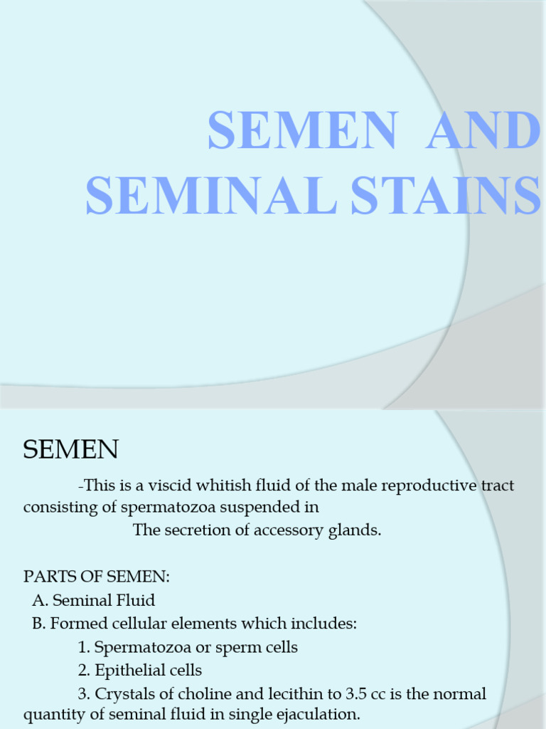 Semen & Seminal Stains | PDF | Semen | Staining