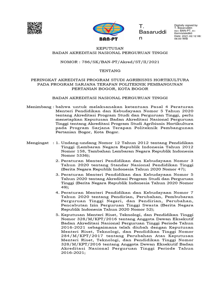 SK Akreditasi Agh | PDF