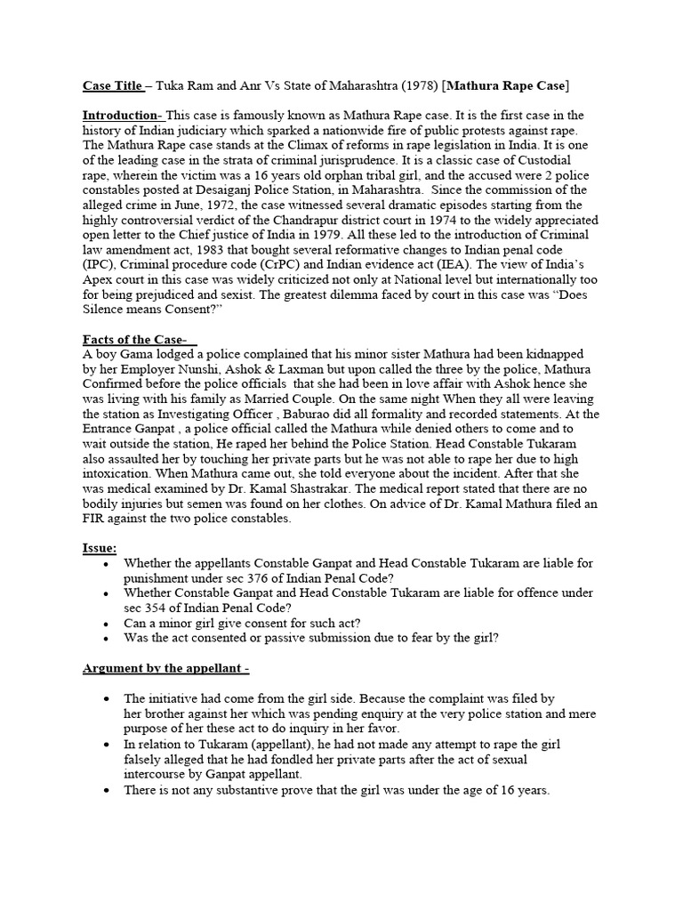 Mathura Rape Case | PDF