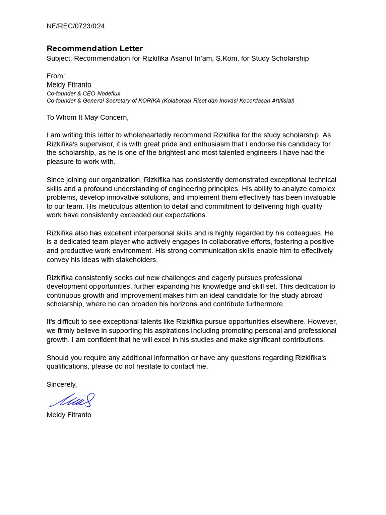 Recommendation Letter | PDF