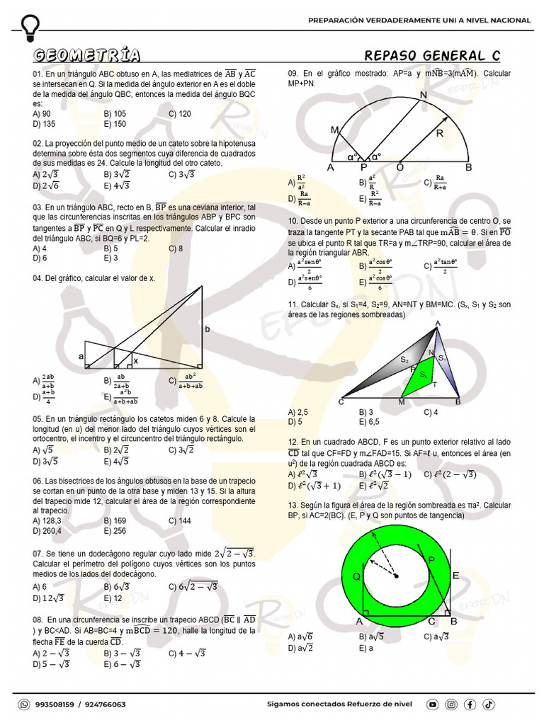 Geo Repaso Definitivo C | PDF | Triángulo | Matemática Elemental