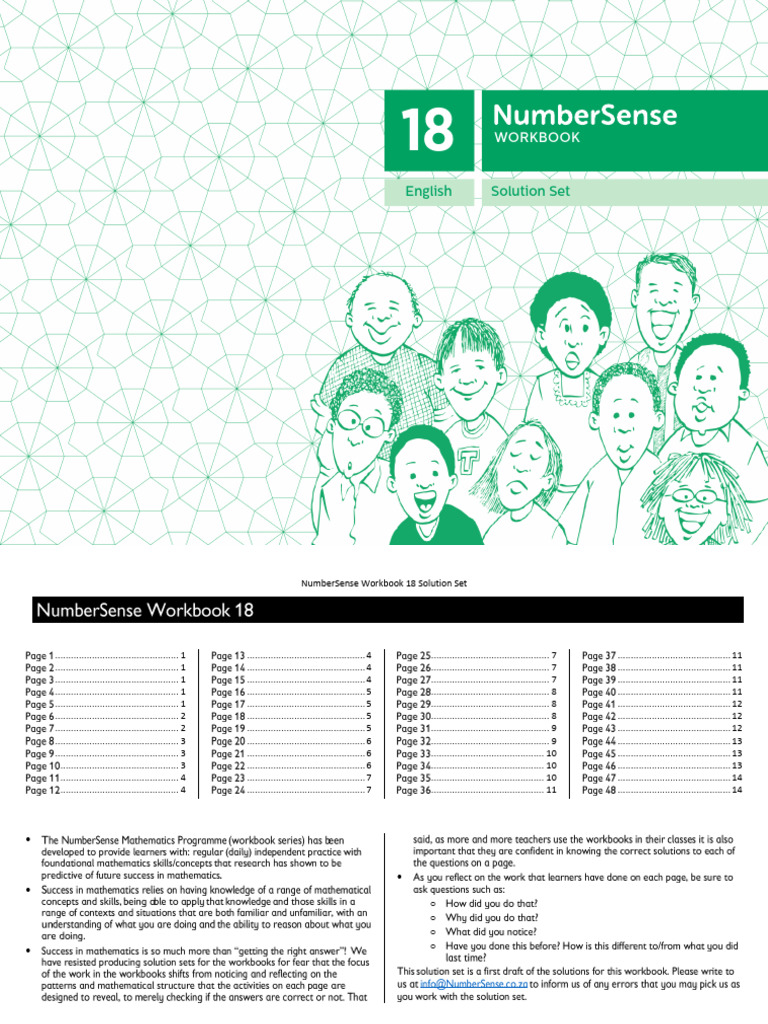 NumberSense Workbook 18 - Solution Set | PDF