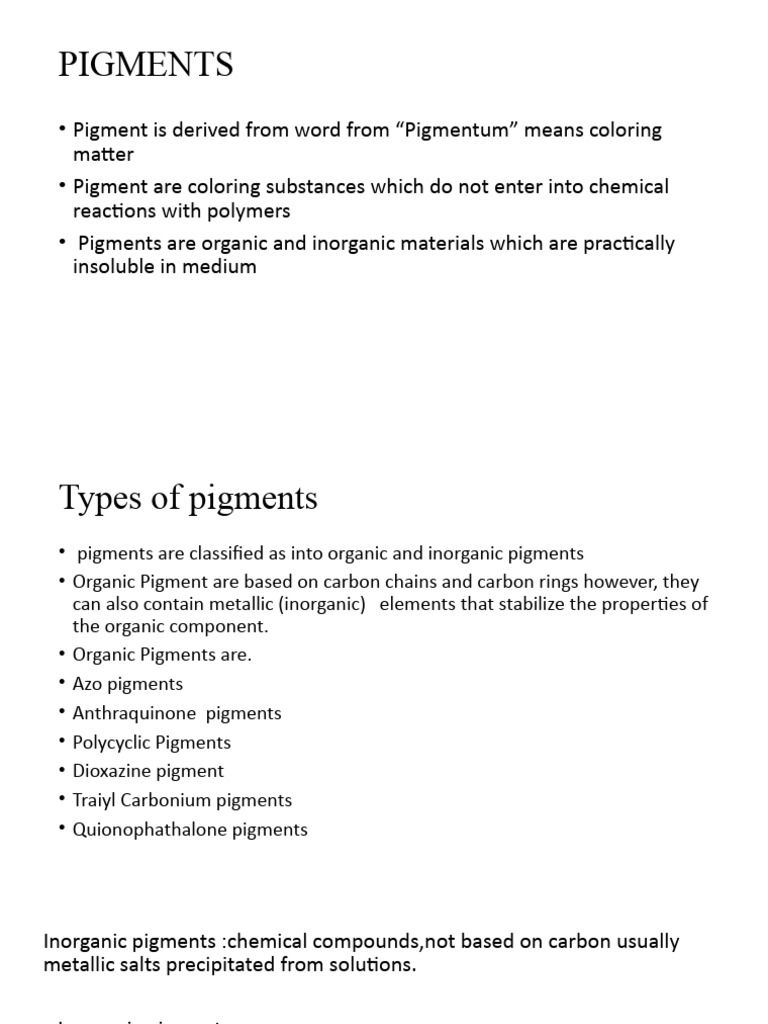 Pigments | PDF | Science & Mathematics