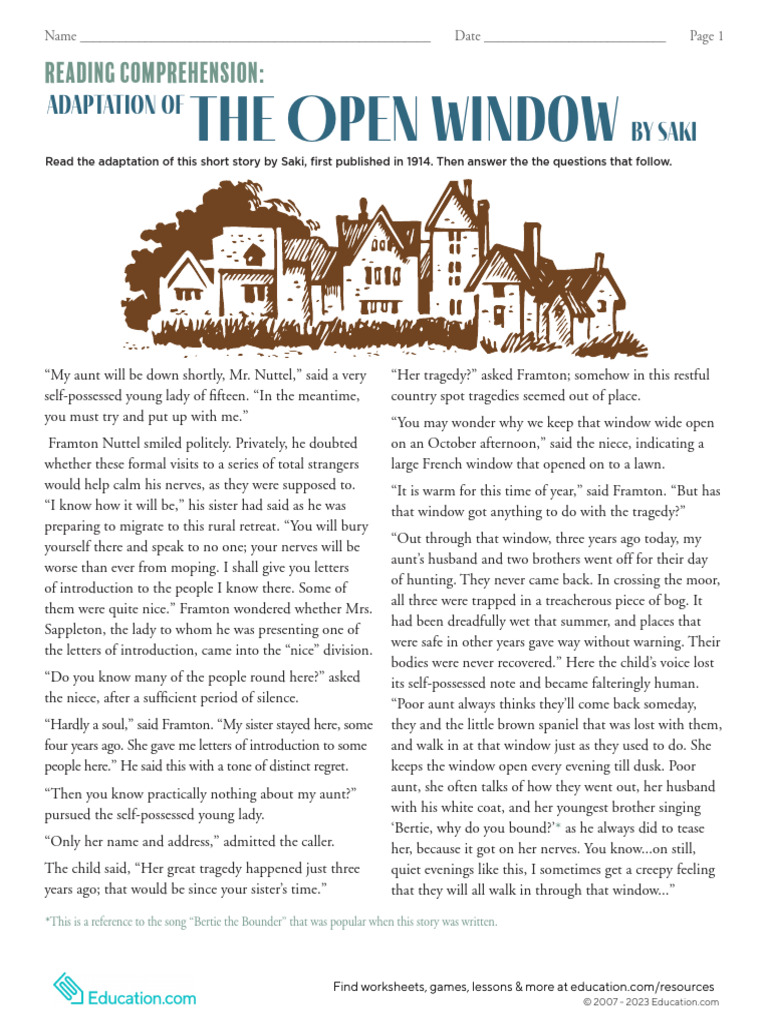 The Open Window: by Saki Adaptation of | Download Free PDF | Saki