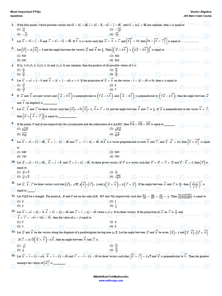 Question_Most_Important_PYQs_Vector_Algebra_JEE_Main_Crash_Course ...