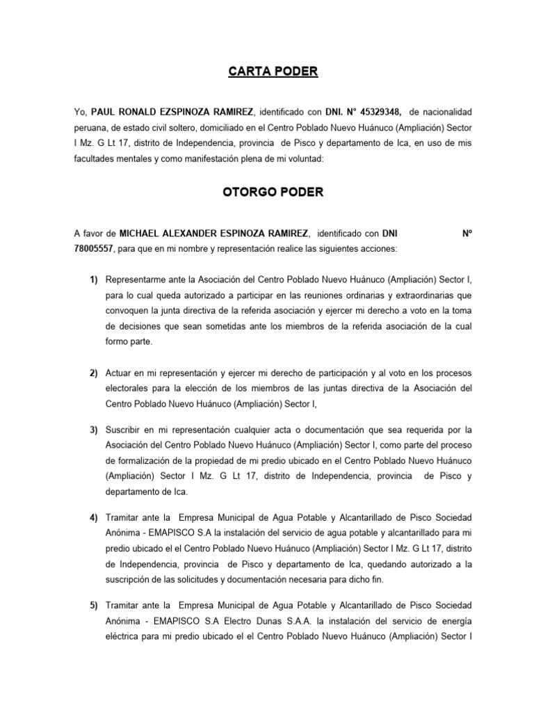 Carta Poder Paul | PDF | Gobierno | Justicia