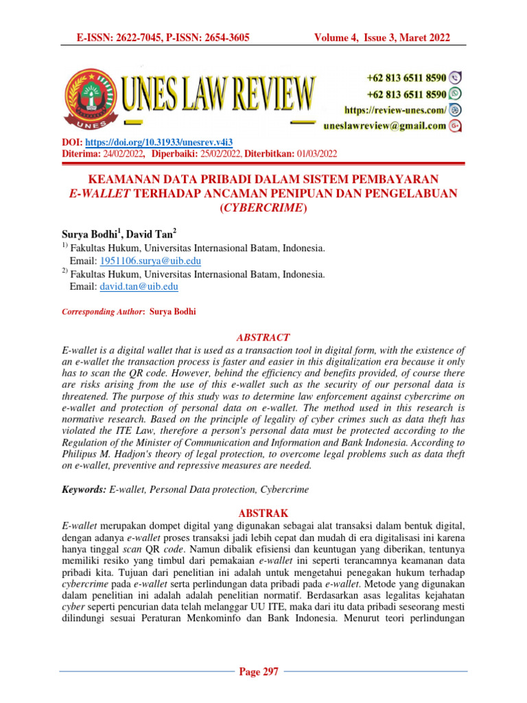 Keamanan Data Pribadi Dalam Sistem Pembayaran E-Wallet Terhadap Ancaman Penipuan Dan Pengelabuan ...