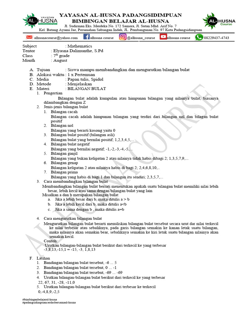 Lesson Plan Kelas 7 Fix | PDF