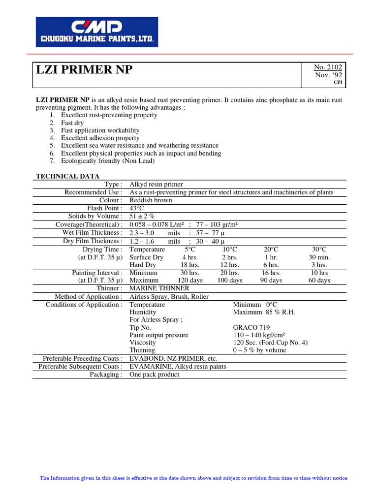 2102 Lzi Primer NP | Download Free PDF | Paint | Physical Sciences