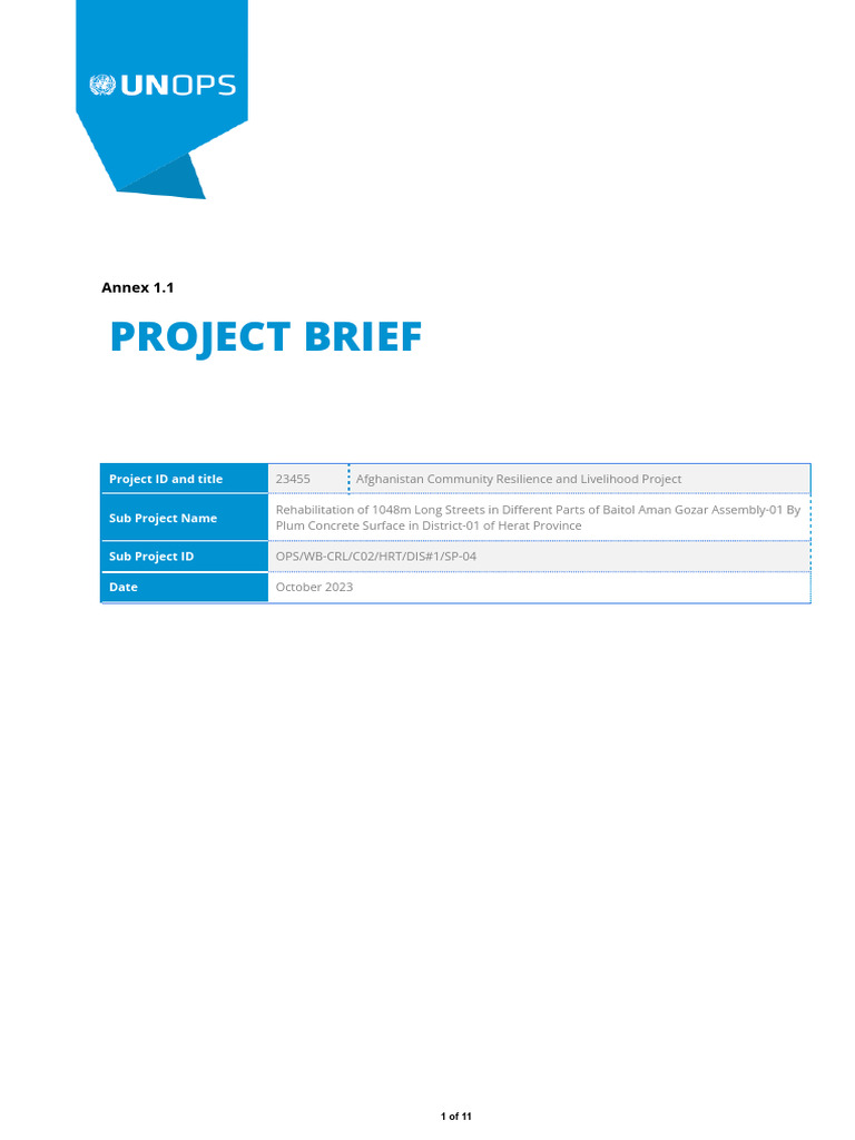 Lot-1 Minor Works RFQ Section IV Annex 1.1 Project Brief HRT-DIS#1-SP04 ...