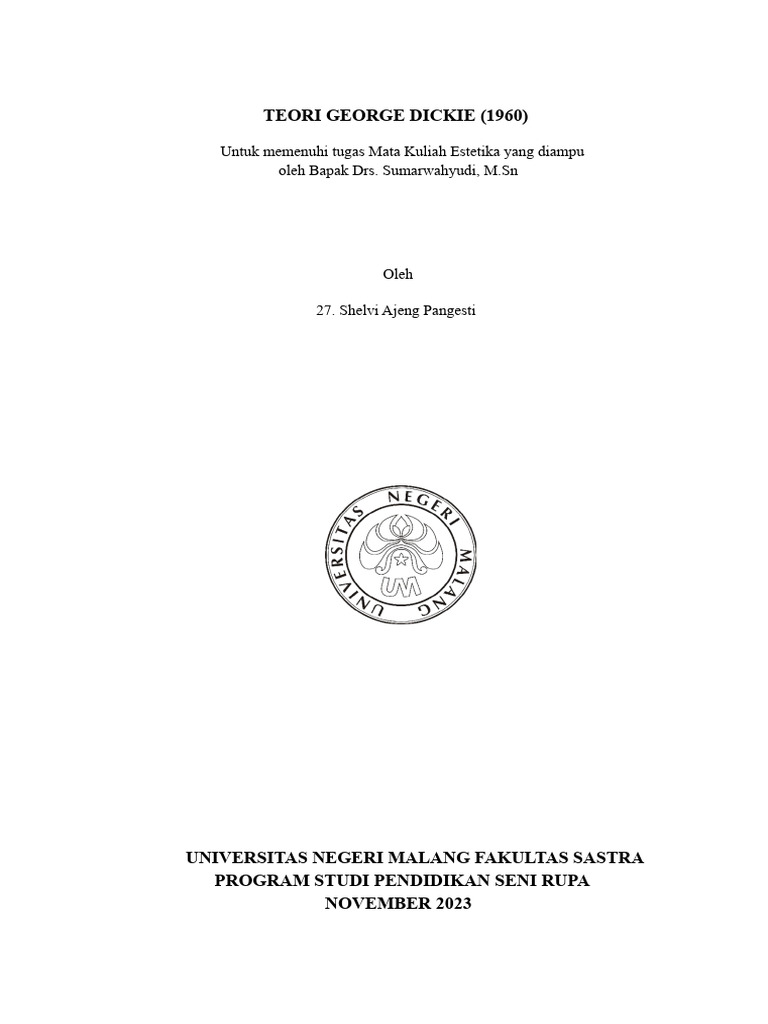 Uas George Dickie | PDF | Filsafat | Sejarah