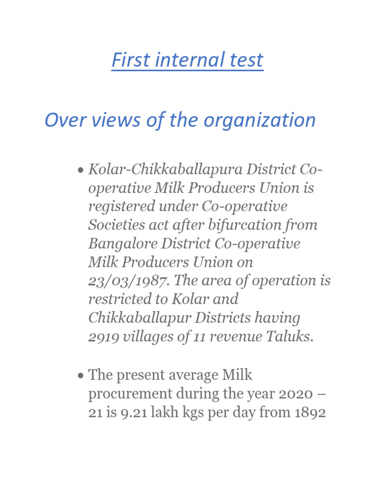 Kolar-Chikkaballapura Milk Union Overview | PDF | Milk | Economies