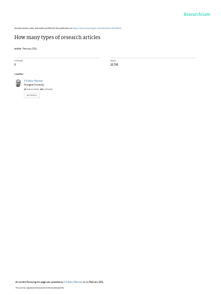 How Many Types of Research Articles | PDF | Systematic Review | Methodology