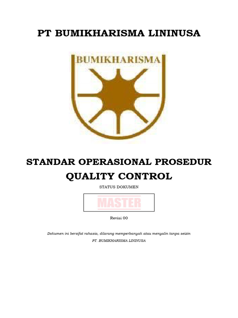 SOP Quality Control | PDF | Teknologi & Rekayasa