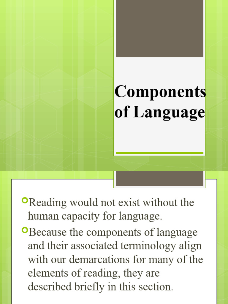 Lec. 1 Components of Language | PDF | Word | Morphology (Linguistics)