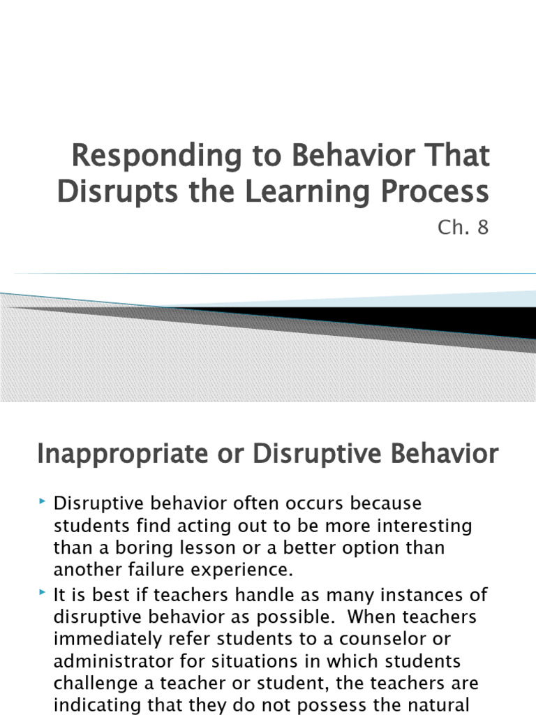 8S Responding To Behavior That Disrupts The Learning Process-Student ...