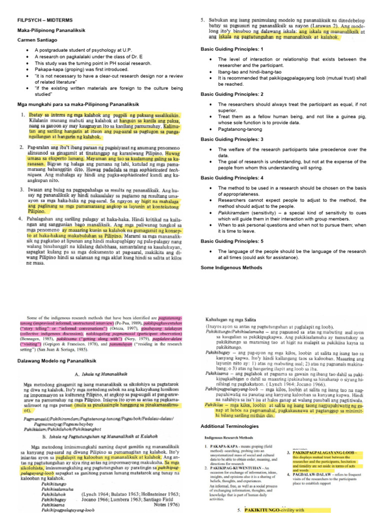 Filpsych Midterms | PDF | Psychological Concepts | Behavioural Sciences
