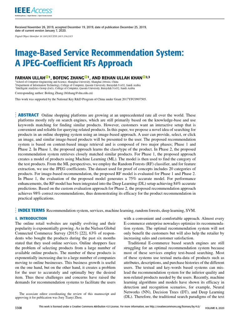 Image-Based Service Recommendation System A JPEG-Coefficient RFs Approach | PDF | Statistical ...