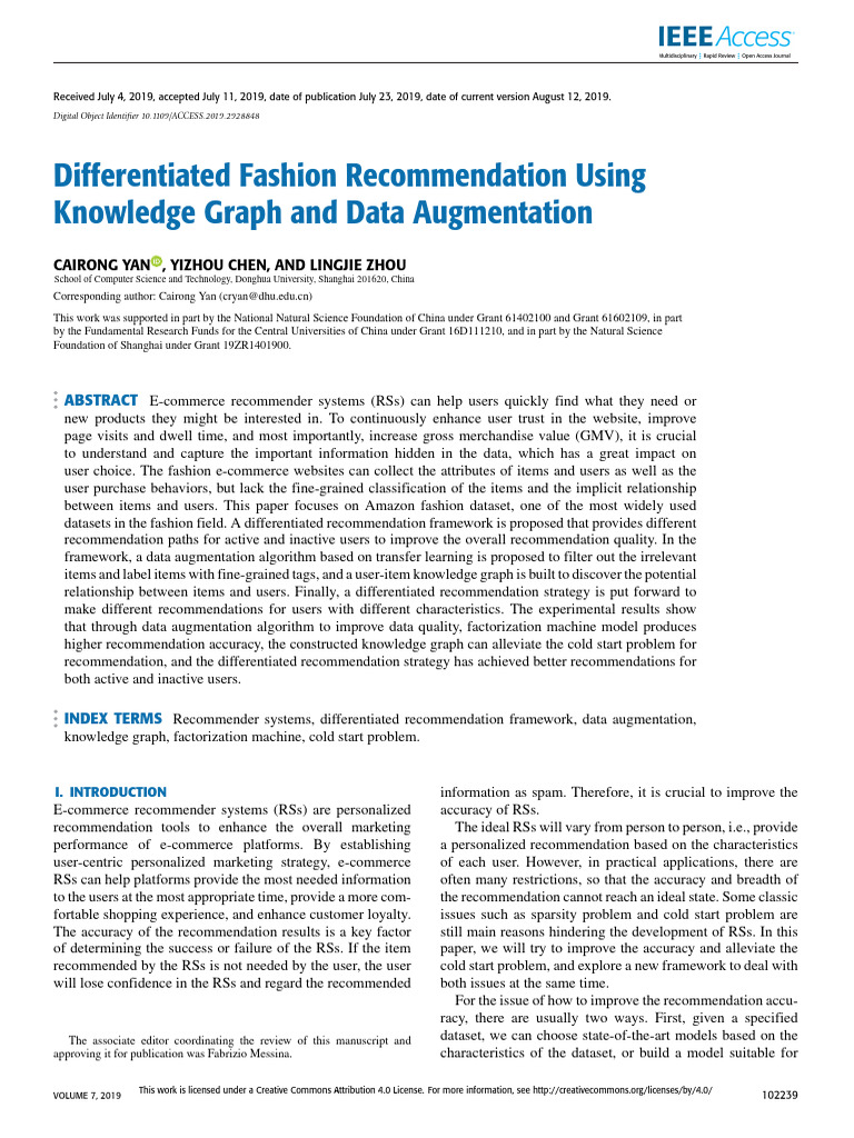 Differentiated Fashion Recommendation Using Knowledge Graph and Data Augmentation | PDF | Deep ...