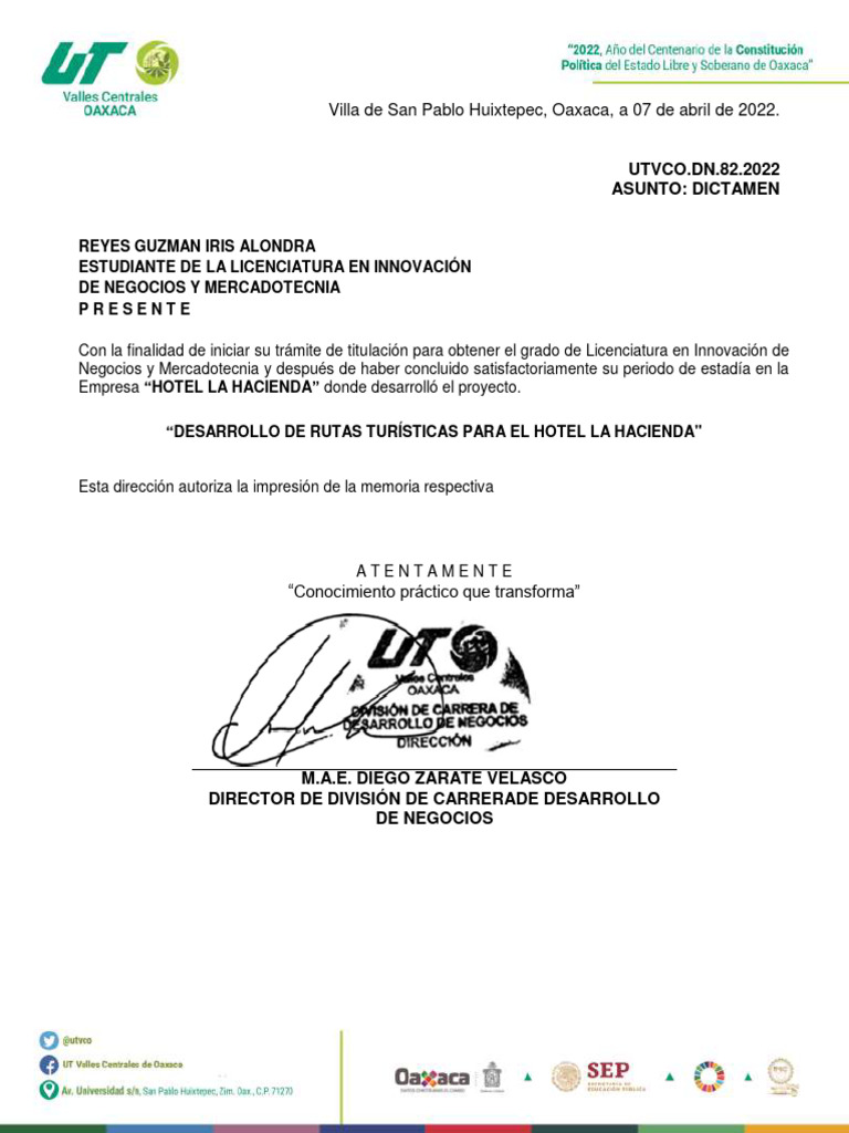 Reyes Guzman Iris Alondra Oficio de Dictamen | PDF