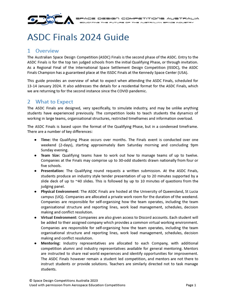 ASDC Finals 2024 Guide | PDF