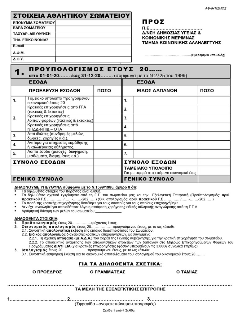 ΥΠΟΔΕΙΓΜΑΤΑ ΟΙΚΟΝΟΜΙΚΩΝ ΚΑΤΑΣΤΑΣΕΩΝ ΣΩΜΑΤΕΙΩΝ | PDF