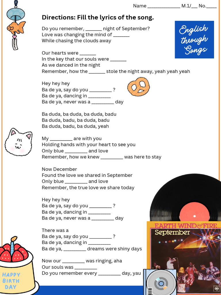 English Through Songs: Directions: Fill The Lyrics of The Song | PDF ...