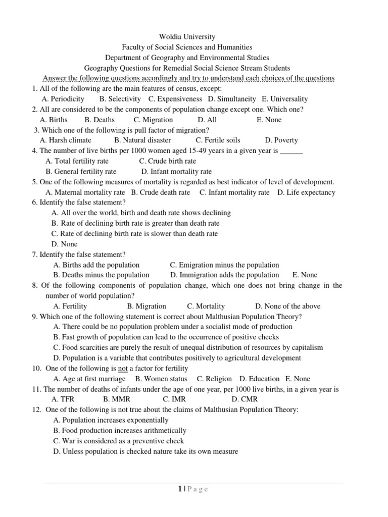 Geography Remedial Exam Questions | PDF | Ethiopia | Africa