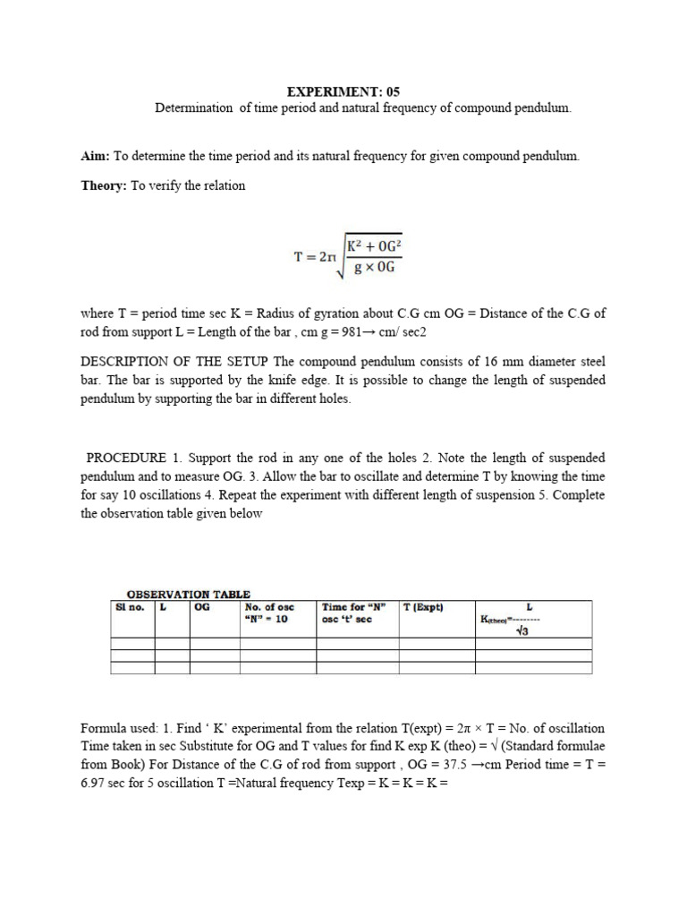 5.Compound Pendulum | PDF