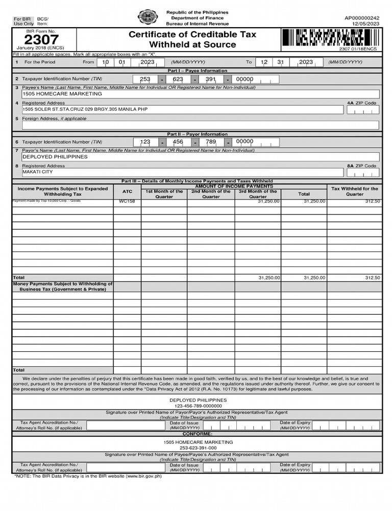 Bir Standard Form | Download Free PDF | Value Added Tax | Invoice
