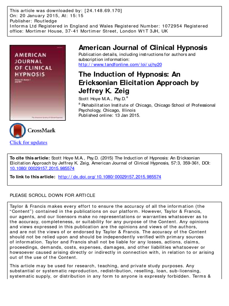 Review of The Induction of Hypnosis | PDF | Hypnosis | Psychotherapy