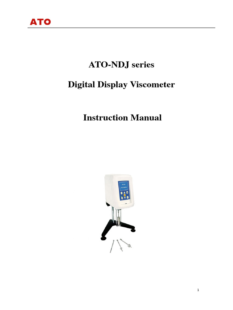 ATO NDJ Series Viscometer Instruction Manual | PDF | Mechanical ...