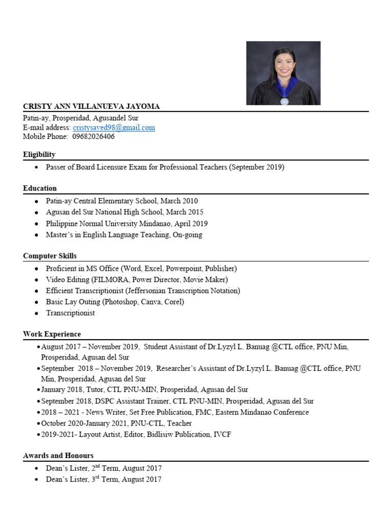 Resume Jayoma | PDF | Human Communication